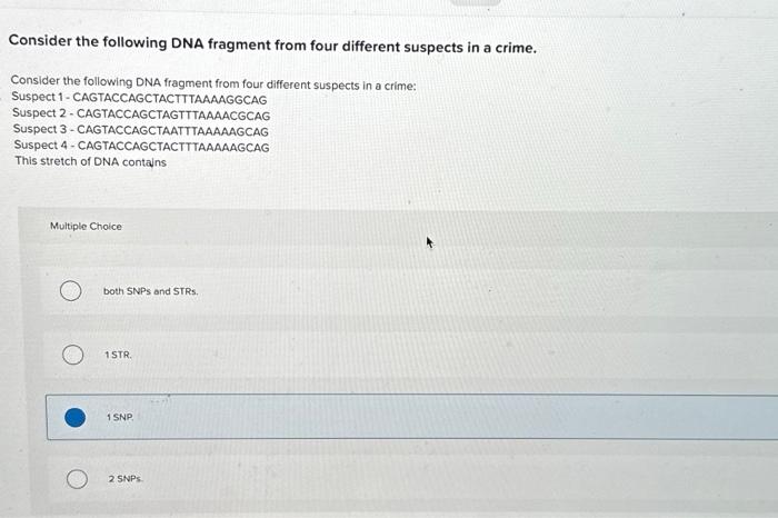 Solved Consider the following DNA fragment from four | Chegg.com