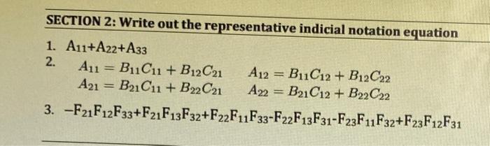 Solved SECTION 2: Write out the representative indicial | Chegg.com