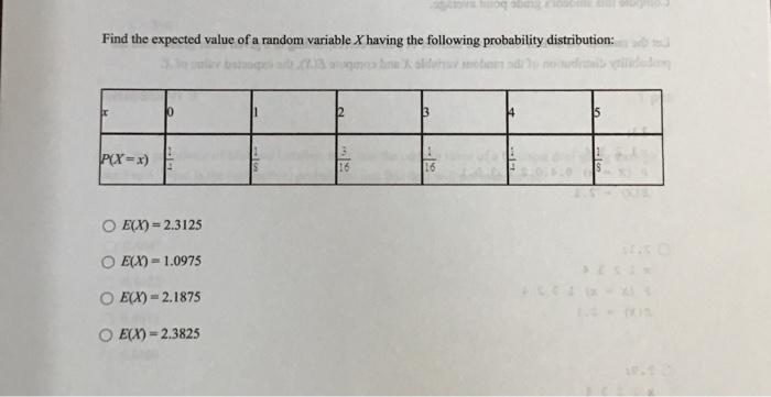 Solved P(X=x) Find the expected value of a random variable X | Chegg.com