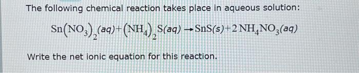Solved The following chemical reaction takes place in | Chegg.com