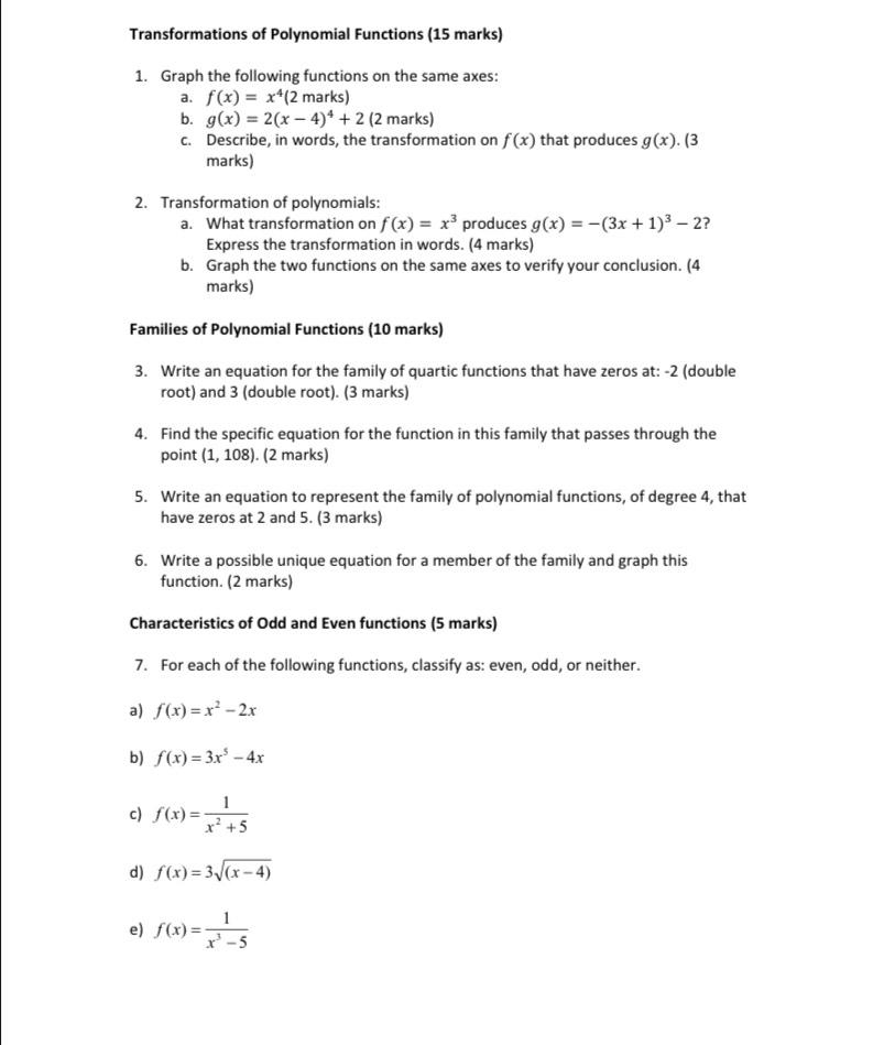 Solved Transformations of Polynomial Functions (15 | Chegg.com