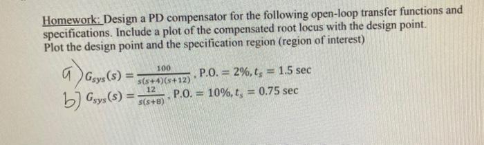 Solved Design a PD compensator for the following open-loop | Chegg.com