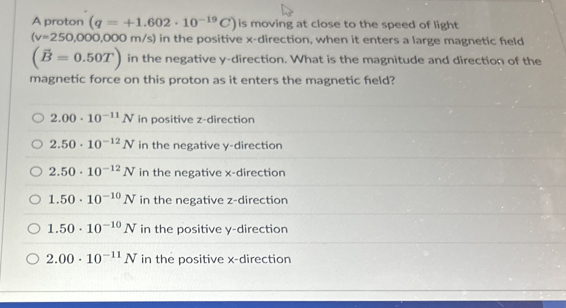 Solved A proton )=(+1.602*10-19C ﻿is moving at close to the | Chegg.com