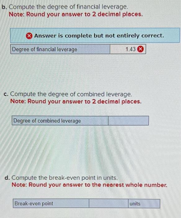 Solved a. Compute the degree of operating leverage. Note: | Chegg.com