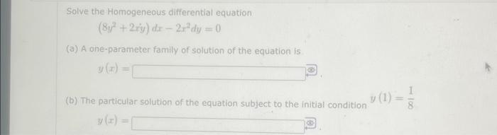 Solved Solve the Homogeneous differential equation | Chegg.com