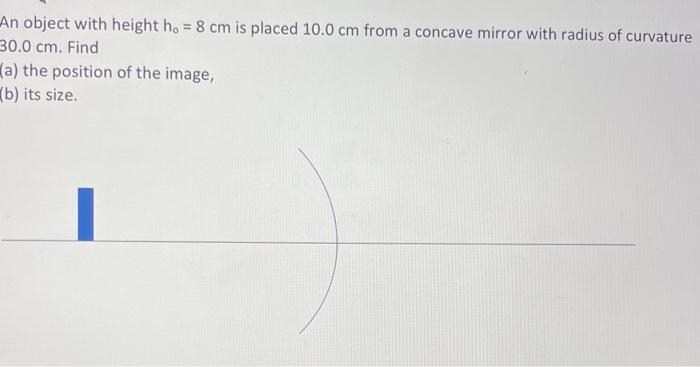 Solved An object with height h0=8 cm is placed 10.0 cm from | Chegg.com