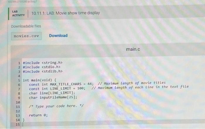 Solved 10.11 LAB: Movie show time display Write a program | Chegg.com