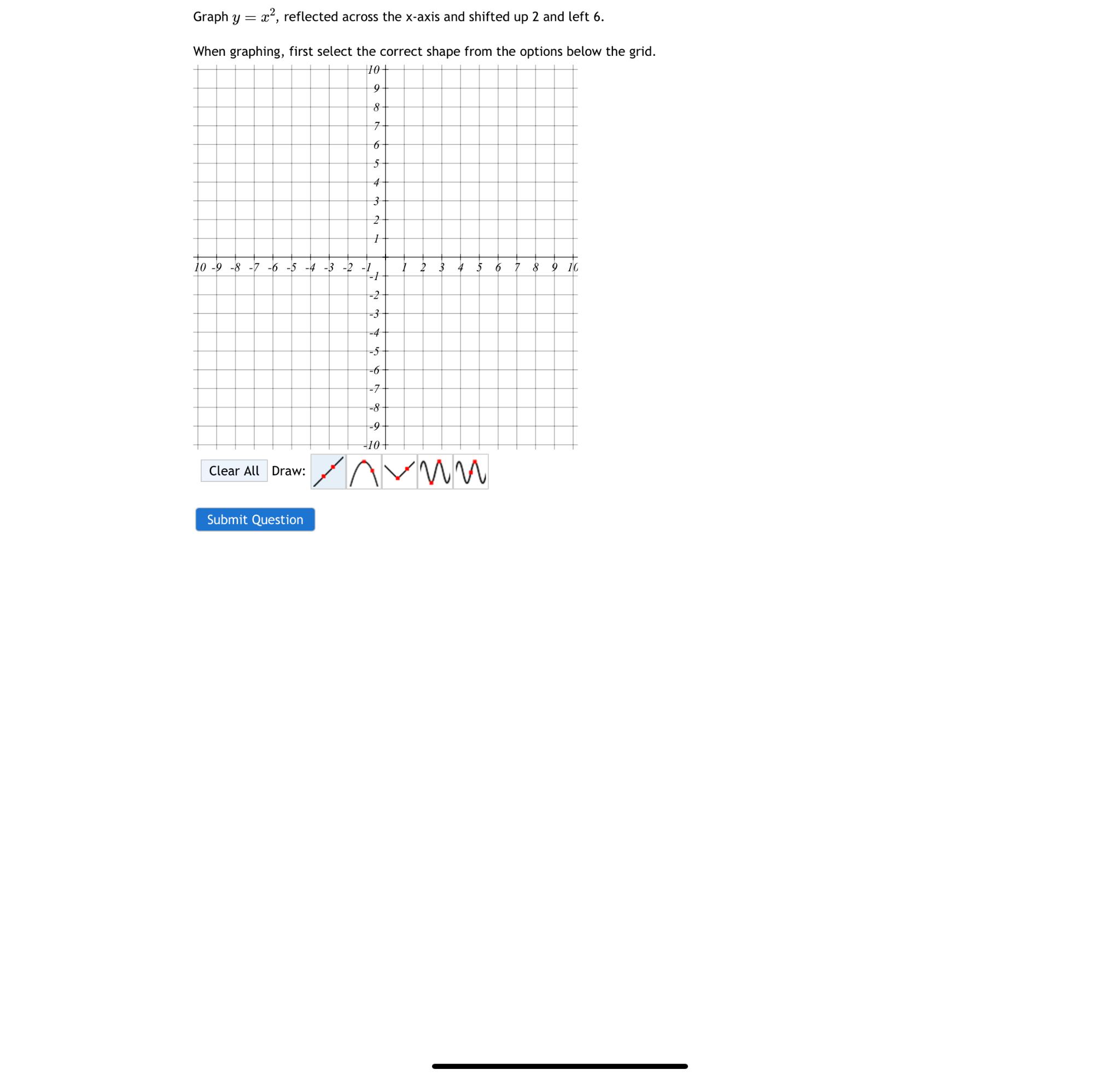Solved Graph y=x2, ﻿reflected across the x-axis and shifted | Chegg.com