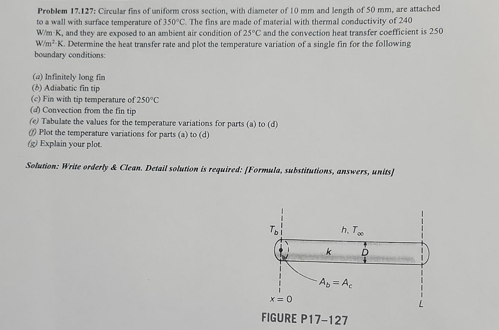 Solved Problem 17.127: Circular fins of uniform cross | Chegg.com