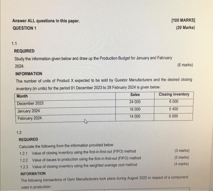 Solved Answer ALL questions in this paper. [100 MARKS] | Chegg.com
