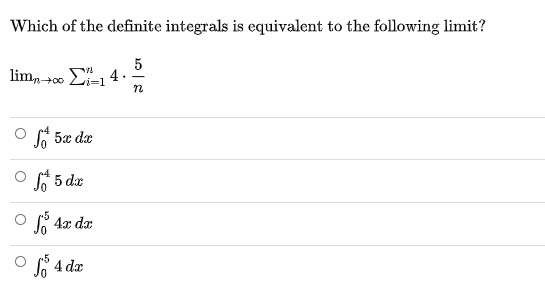 Solved Which of the definite integrals is equivalent to the | Chegg.com