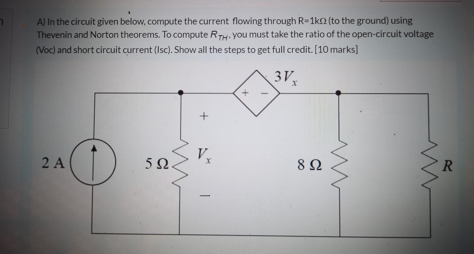 Solved A) In the circuit given below, compute the current | Chegg.com