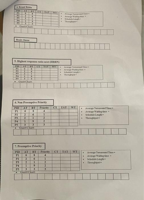 Solved Q6 )The following processes are submitted to an | Chegg.com