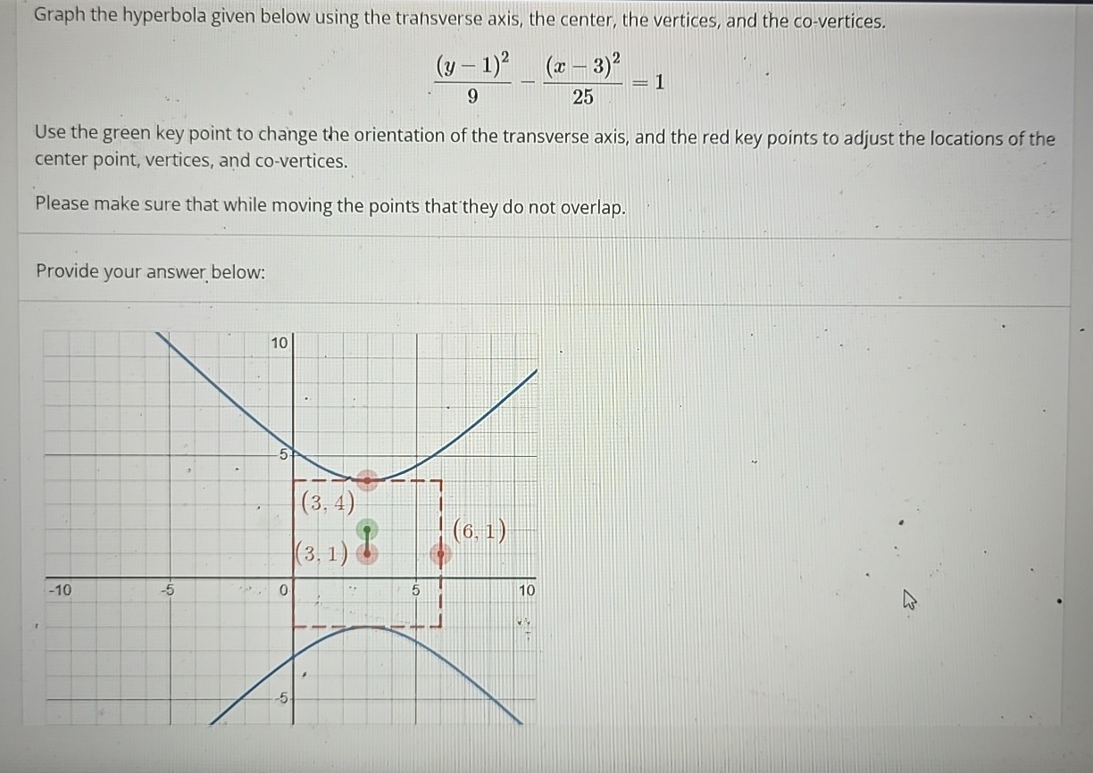 Solved Graph the hyperbola given below using the transverse | Chegg.com
