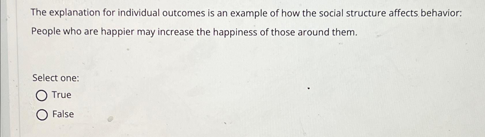 Solved The explanation for individual outcomes is an example | Chegg.com