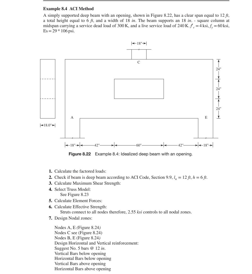 Example 8.4 ACI Method A simply supported deep beam | Chegg.com