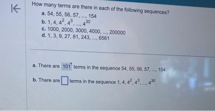 Solved How many terms are there in each of the following | Chegg.com