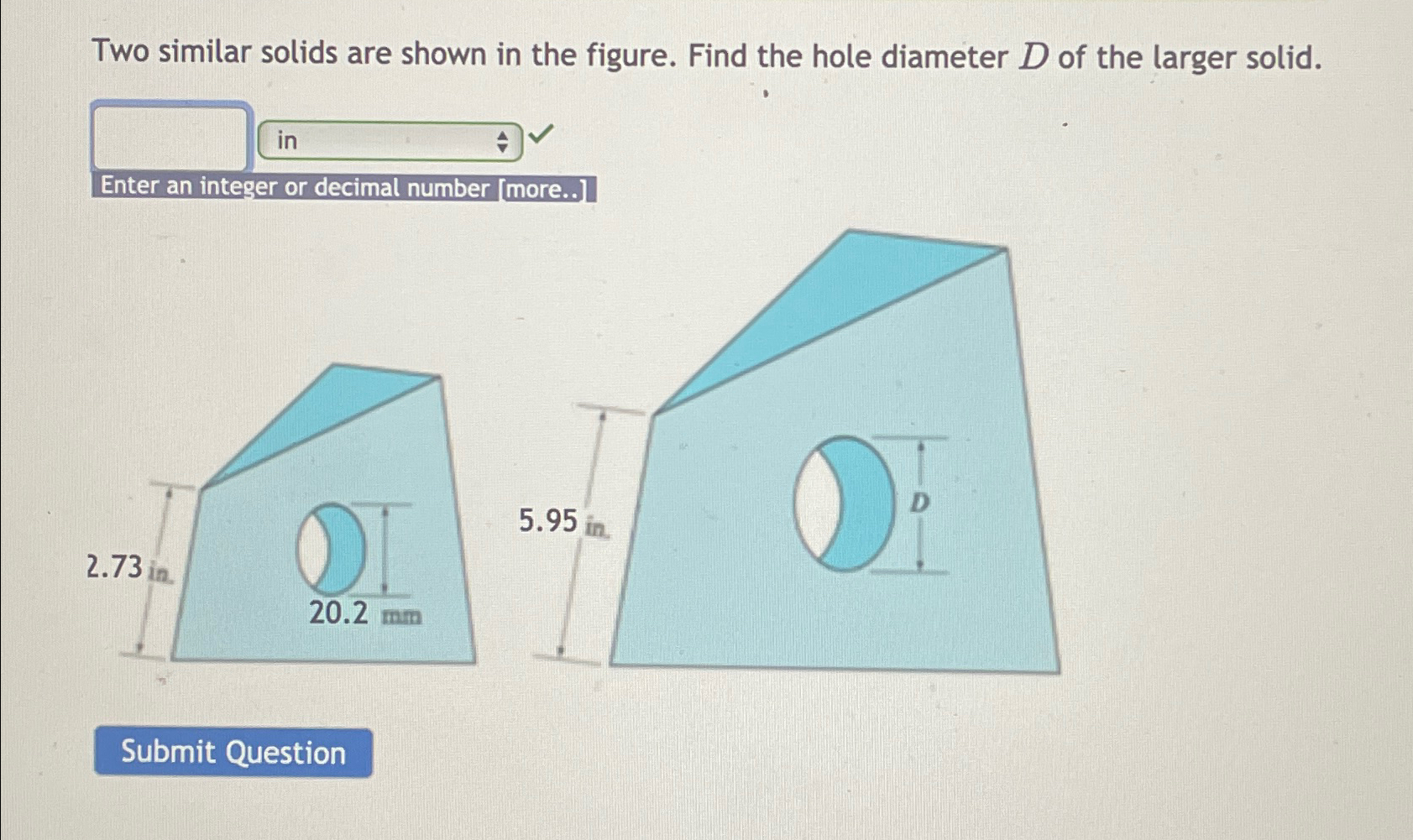 Solved Two similar solids are shown in the figure. Find the | Chegg.com