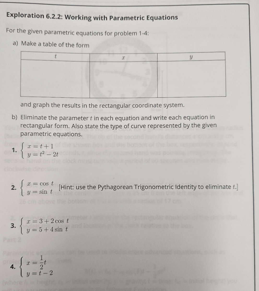 Solved Exploration 6.2.2: Working with Parametric | Chegg.com