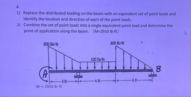 Solved Replace the distributed loading on the beam with an | Chegg.com