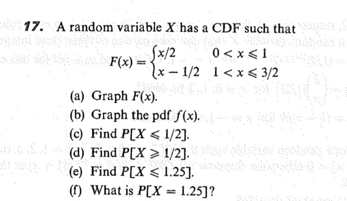 Solved 17. A random variable X has a CDF such that kot F(x) | Chegg.com