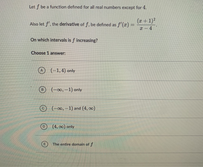 Solved Let f be a function defined for all real numbers | Chegg.com