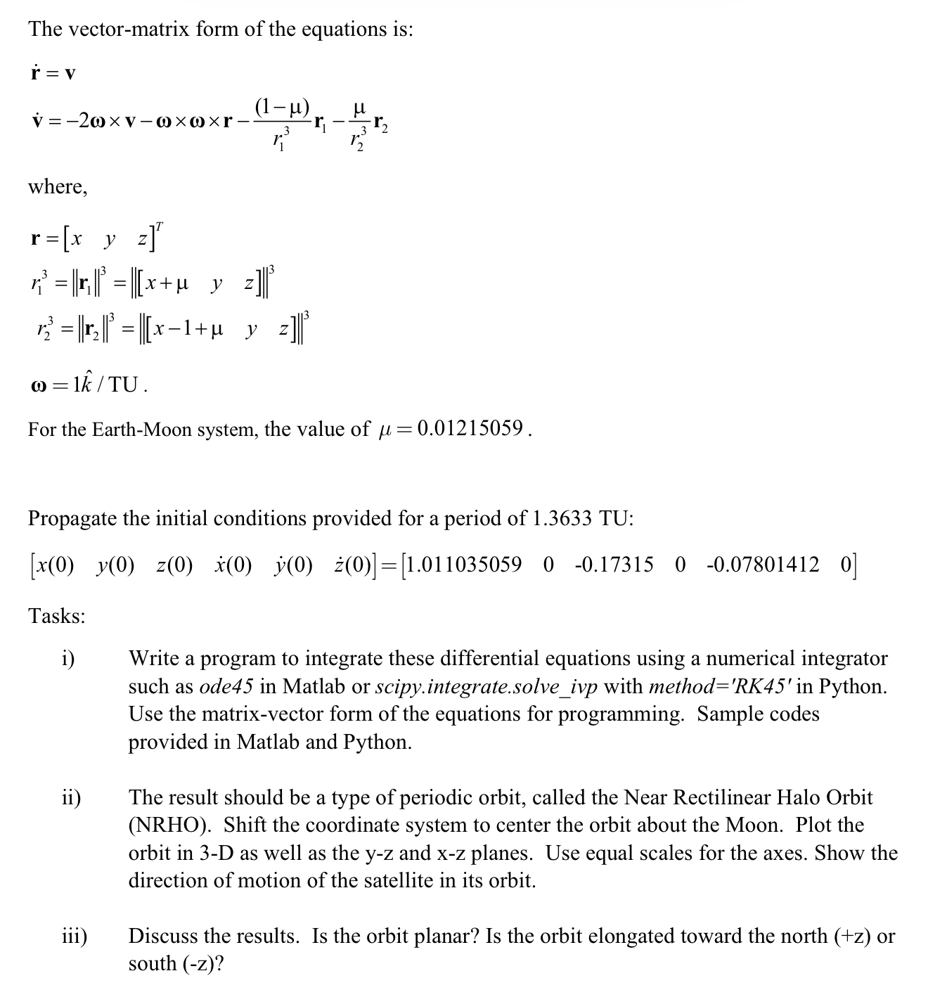 Solved The three scalar equations of motion of a satellite | Chegg.com
