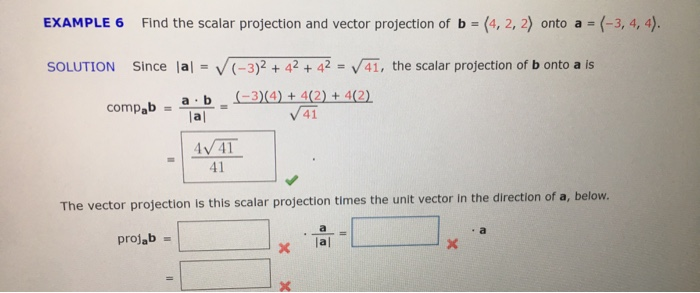 Solved EXAMPLE 6 Find the scalar projection and vector | Chegg.com