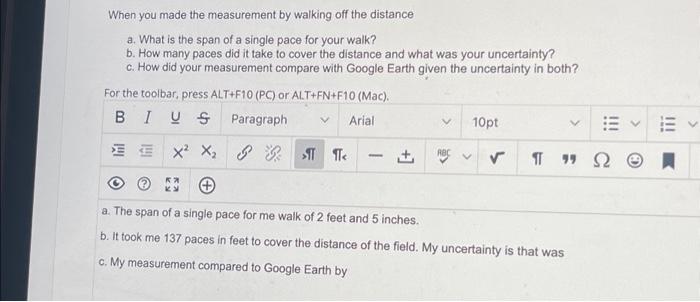 When you made the measurement by walking off the | Chegg.com
