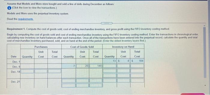 Solved Assume that Models and More store bought and sold a | Chegg.com