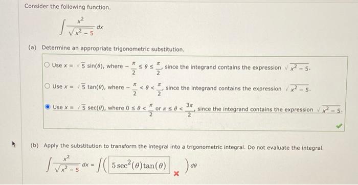Solved Consider the following function. x2 dx (a) Determine | Chegg.com