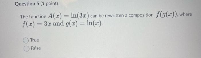 Solved The function A(x)=ln(3x) can be rewritten a | Chegg.com
