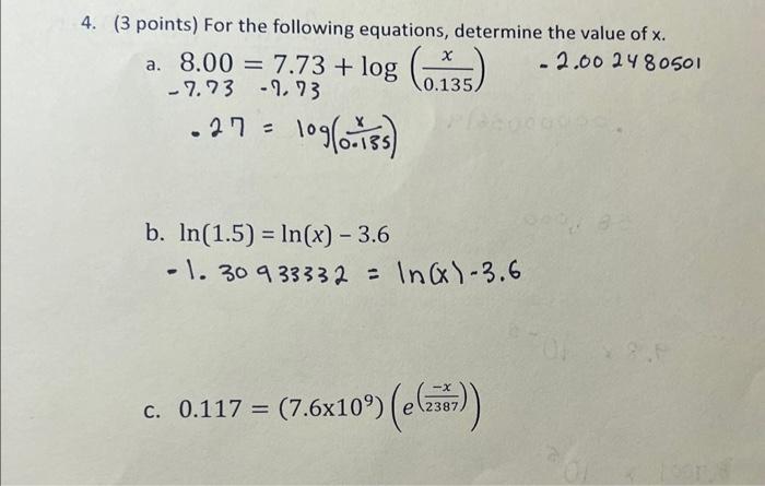 Solved 4. ( 3 points) For the following equations, determine | Chegg.com