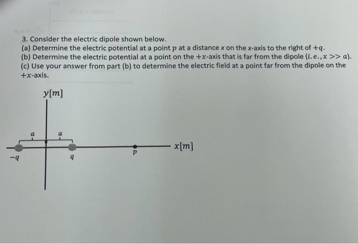 Solved 3. Consider the electric dipole shown below. (a) | Chegg.com