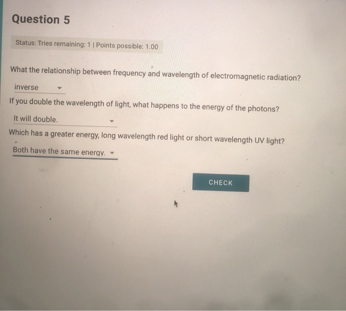 Solved Question 5 Status: Tries remaining: 1 | Points | Chegg.com