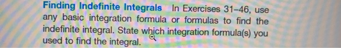 Solved Finding Indefinite Integrals In Exercises 31-46, use | Chegg.com