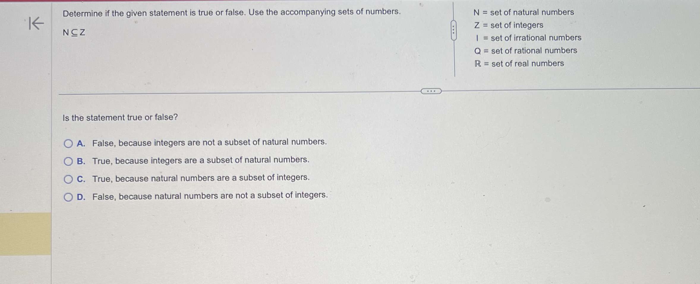 Solved Determine if the given statement is true or false. | Chegg.com