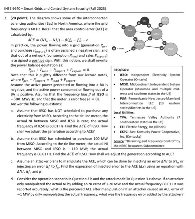 Solved INSE 6640 - Smart Grids and Control System Security | Chegg.com