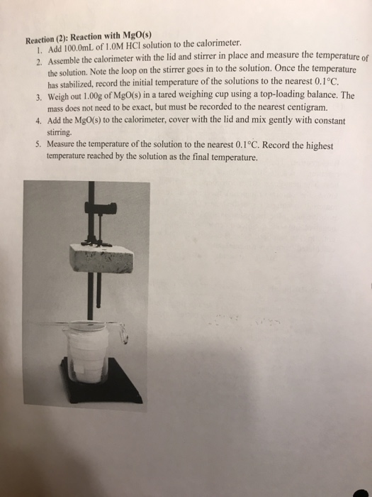 Solved Lab 14 Heat of Reaction Objective: To experimentally | Chegg.com