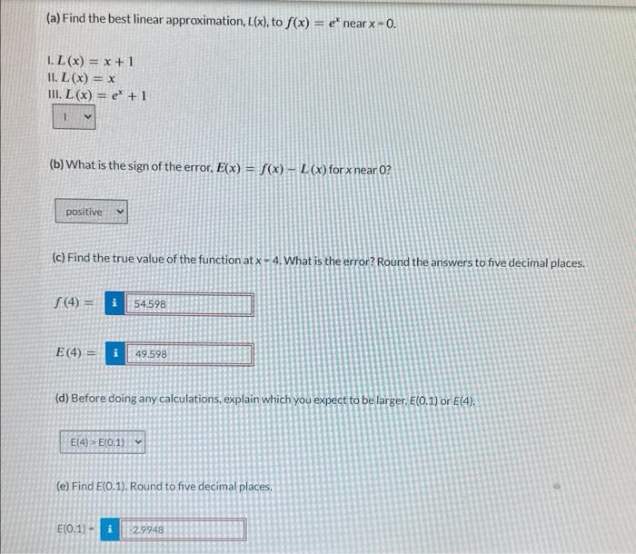 (a) Find the best linear approximation, L(x), to | Chegg.com