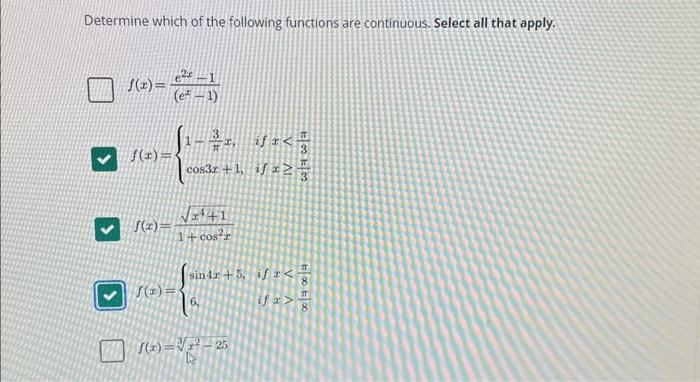 Solved Determine which of the following functions are | Chegg.com