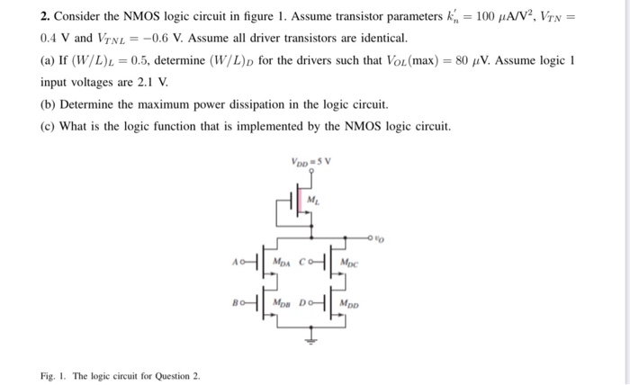 Solved 2. Consider the NMOS logic circuit in figure 1. | Chegg.com