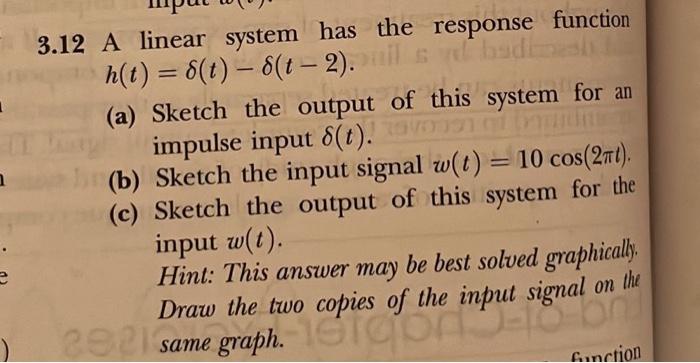 Solved 3.12 A linear system has the response function | Chegg.com