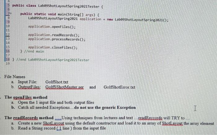 Solved Lab 9 - Advanced Java Programming Reading and writang | Chegg.com