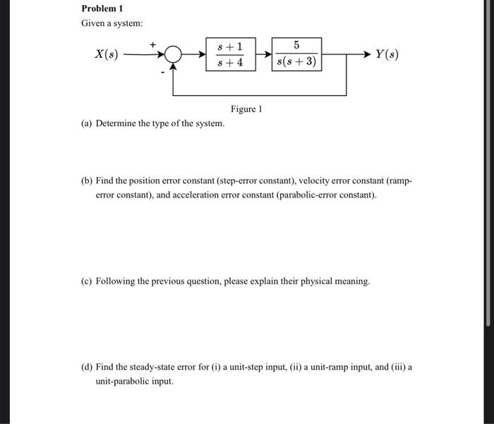 Solved Problem 1 Given a system: (a) Determine the type of | Chegg.com