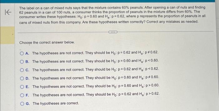 Solved The label on a can of mixed nuts says that the | Chegg.com