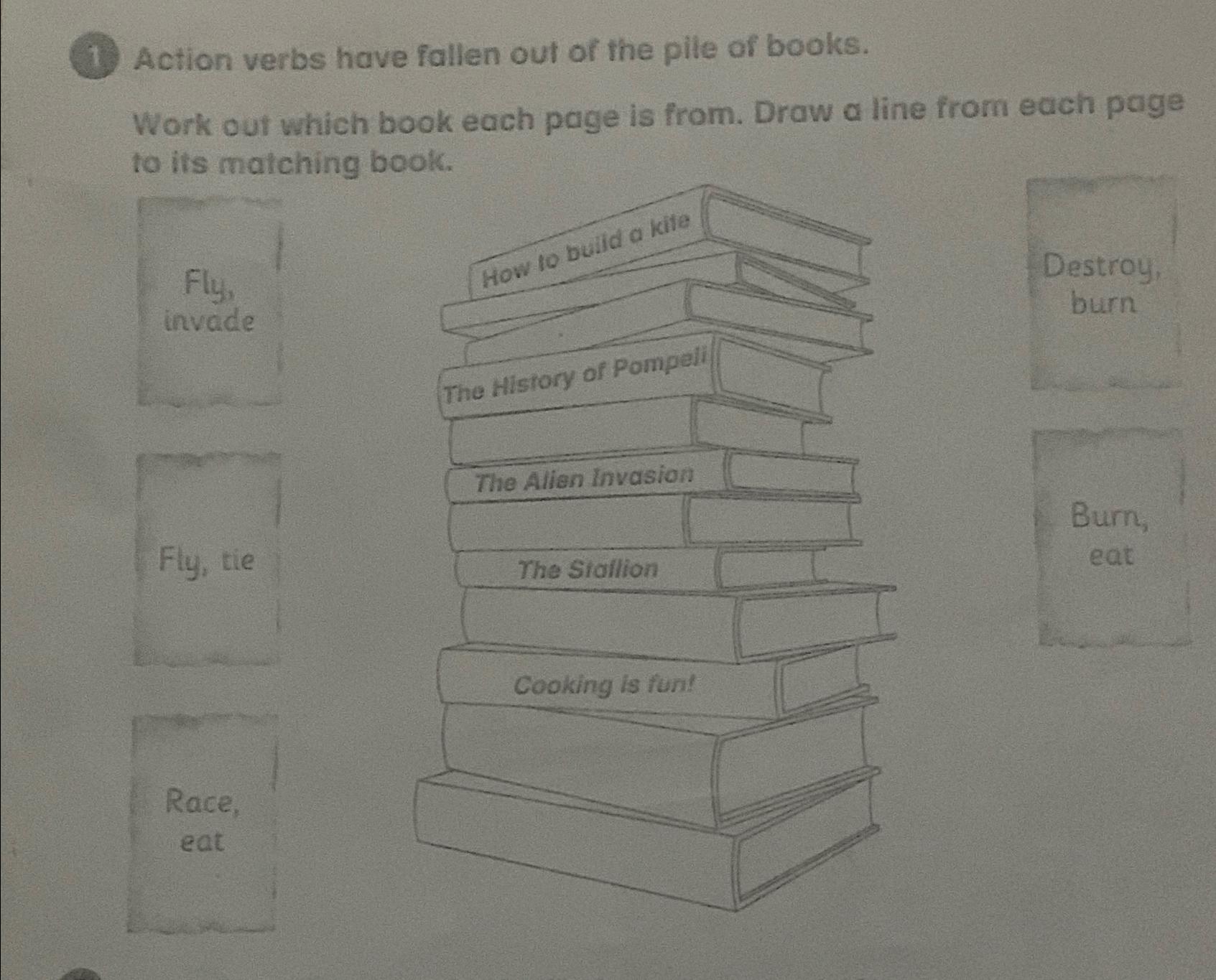 Solved Action verbs have fallen out of the pile of | Chegg.com