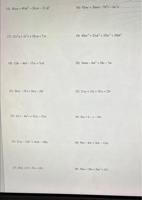 Solved factor each completely and show the work and type the | Chegg.com
