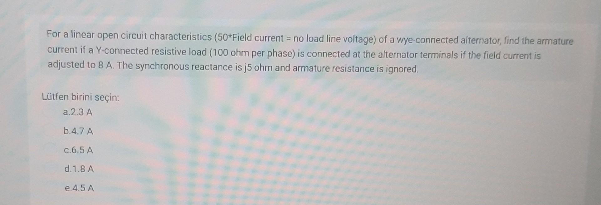 Solved For a linear open circuit characteristics ( 50∗ Field | Chegg.com