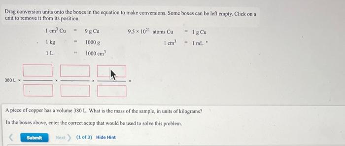 Solved Drag conversion units onto the boxes in the equation | Chegg.com